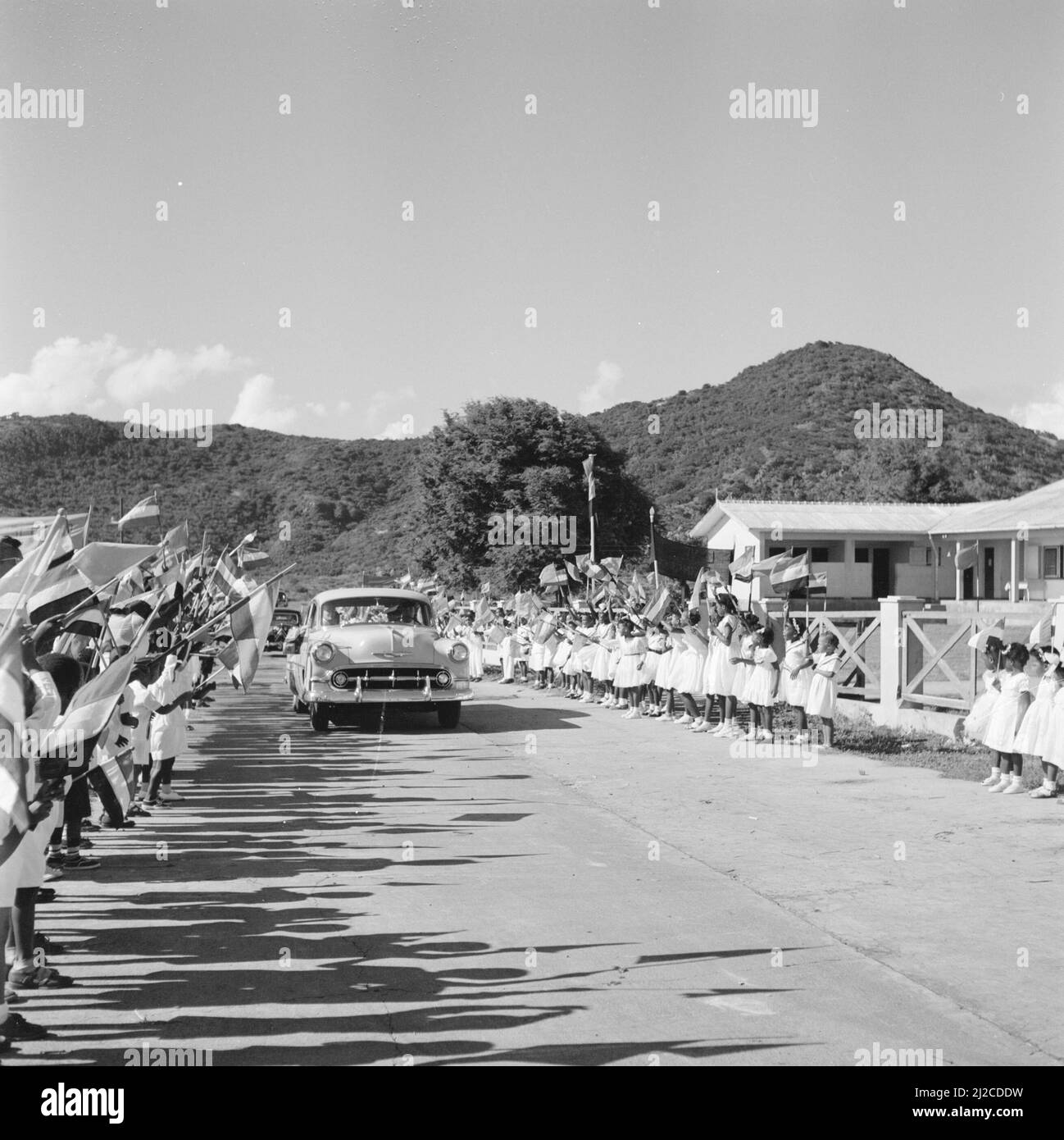 The car with the royal couple at the arrival on St. Eustatius ca ...