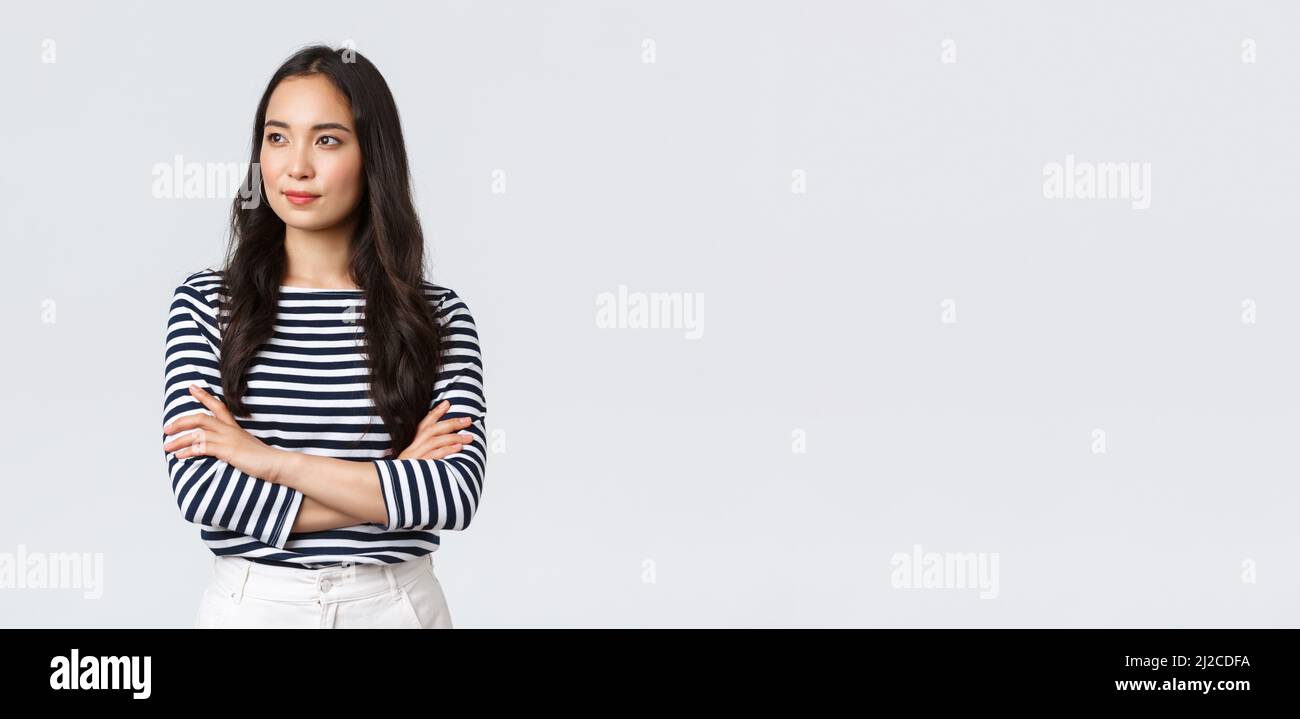 Lifestyle, people emotions and casual concept. Confident nice smiling ...