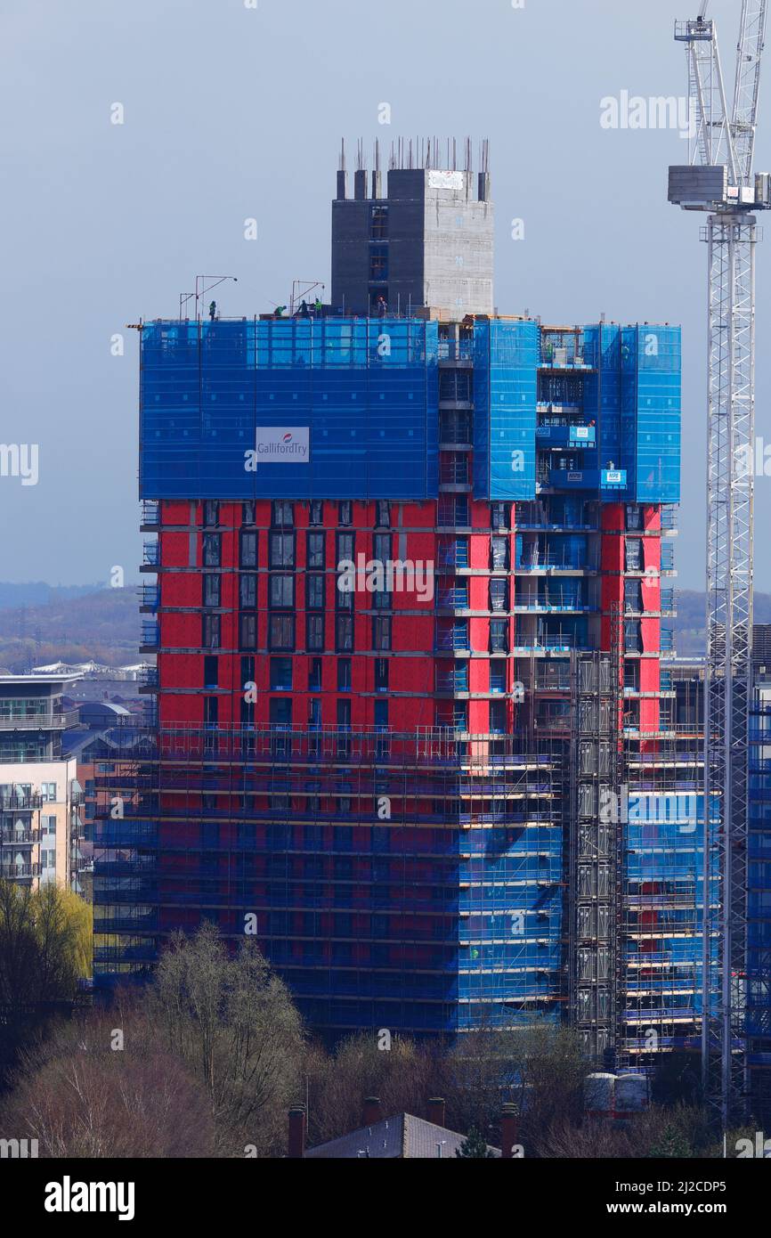 1 of 5 tower blocks under construction on the former Monk Bridge site ...