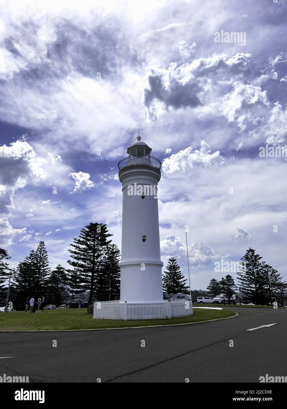 A Kiama Lighthouse under the blue sky built in 1887 near the Robertson ...