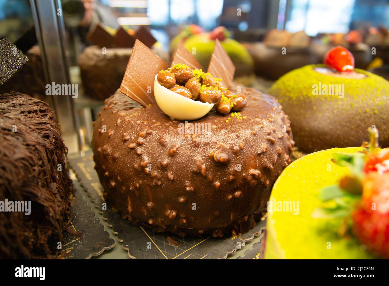 Chocolate and Fruit Cake with Mixed Nuts Stock Photo - Alamy