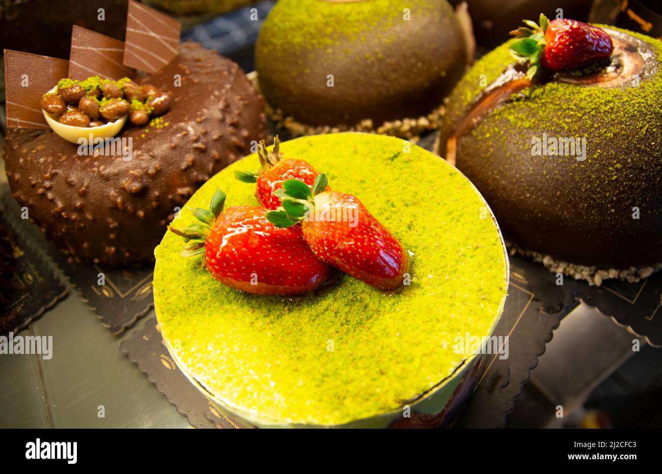 Chocolate Mixed Fruit Strawberry Fancy Cake Stock Photo - Alamy