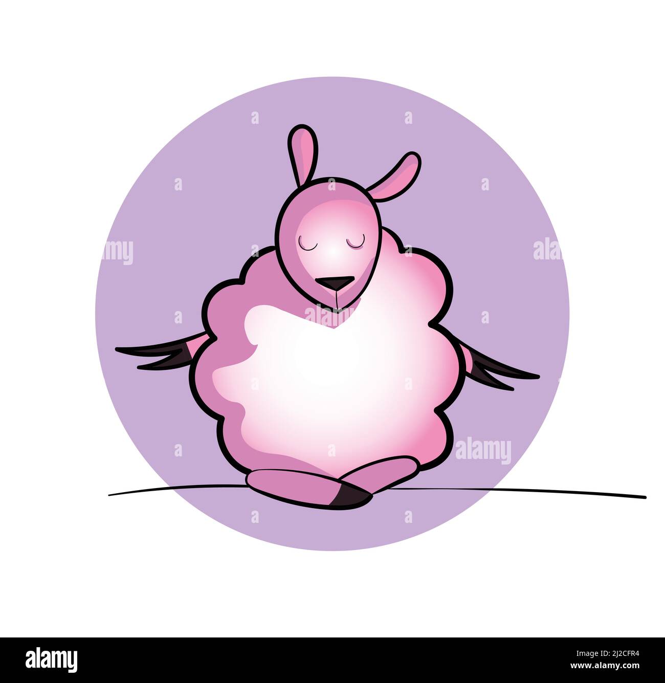The pink sheep does yoga and meditation Stock Vector Image & Art - Alamy