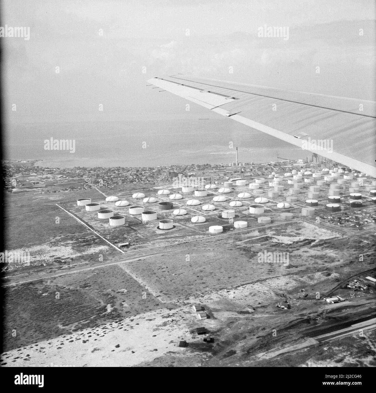 The Lago Refinery in Sint Nicolaas in Aruba from the air ca. October 1 ...