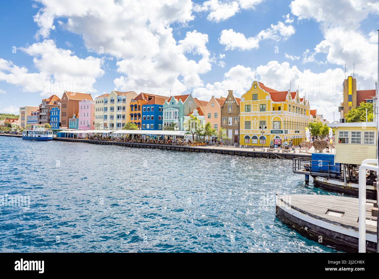 Famous colorful waterfront buildings in dutch-caribbean, colonial style ...