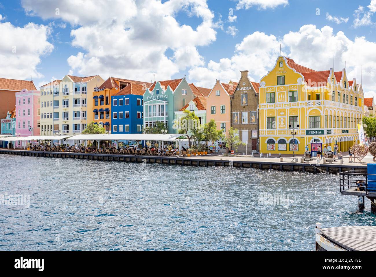 Famous colorful waterfront buildings in dutch-caribbean, colonial style ...