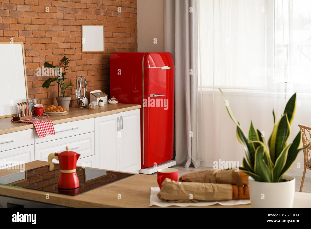 Stylish counter refrigerator in hi-res stock photography and images - Alamy