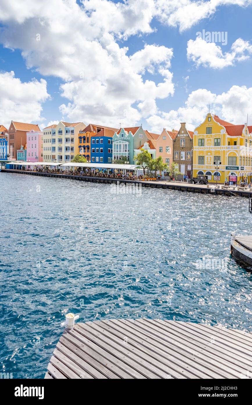 Famous colorful waterfront buildings in dutch-caribbean, colonial style ...
