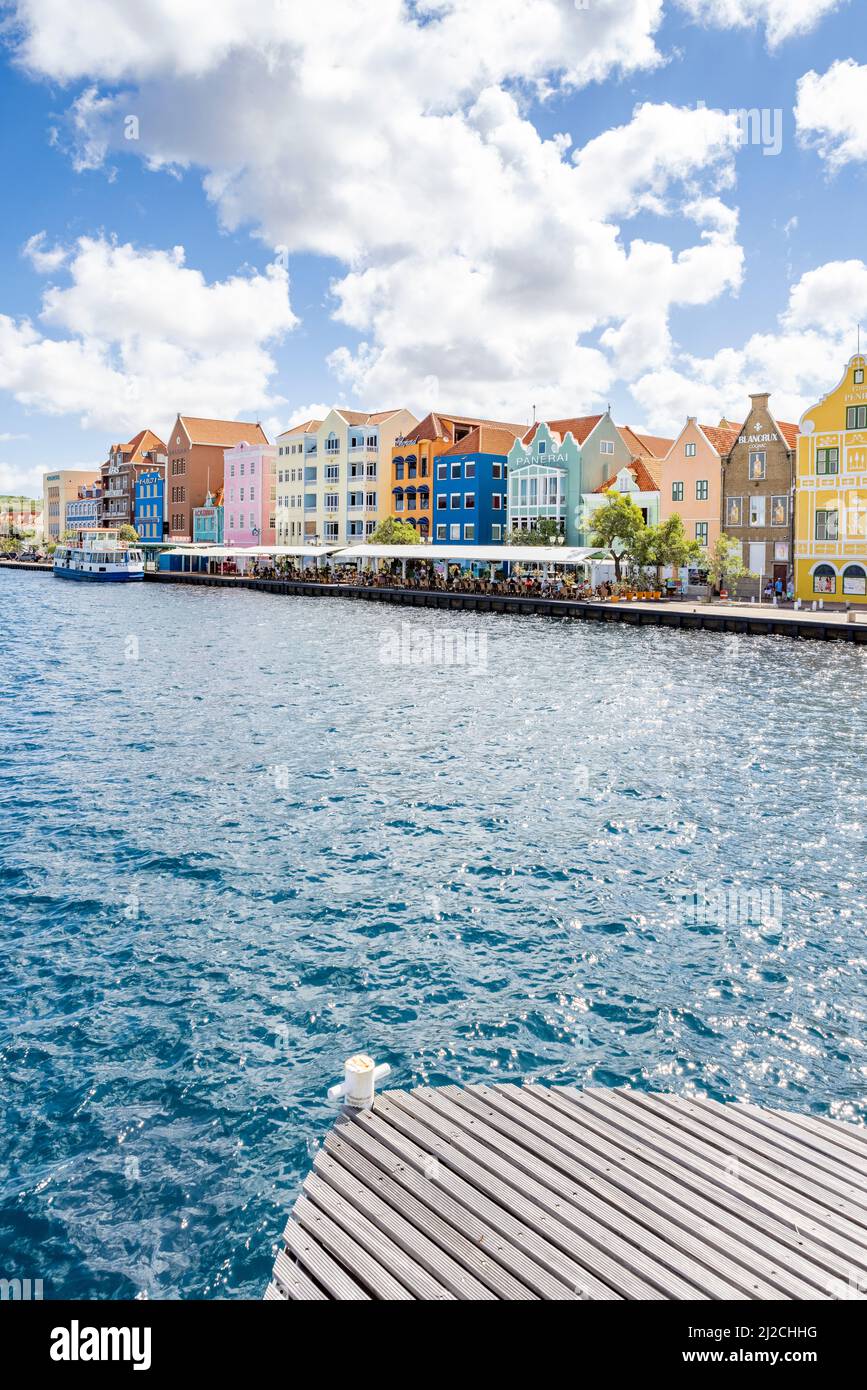 Famous colorful waterfront buildings in dutch-caribbean, colonial style ...