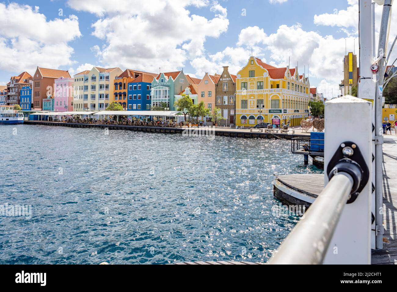 Famous colorful waterfront buildings in dutch-caribbean, colonial style ...
