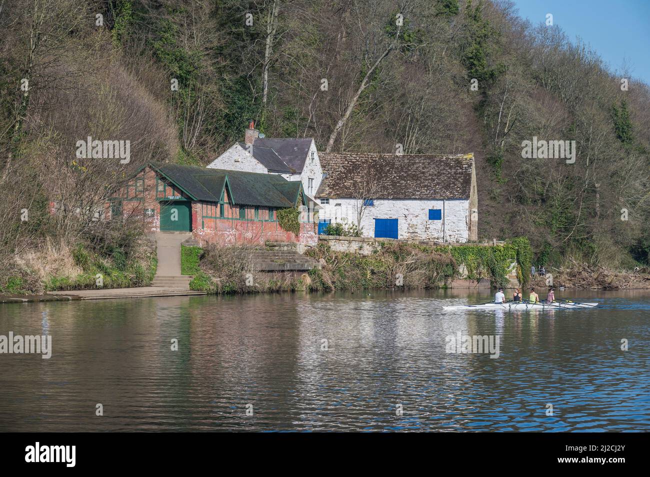 Colourful scenes on the River Wear in the historic city of Durham shown ...