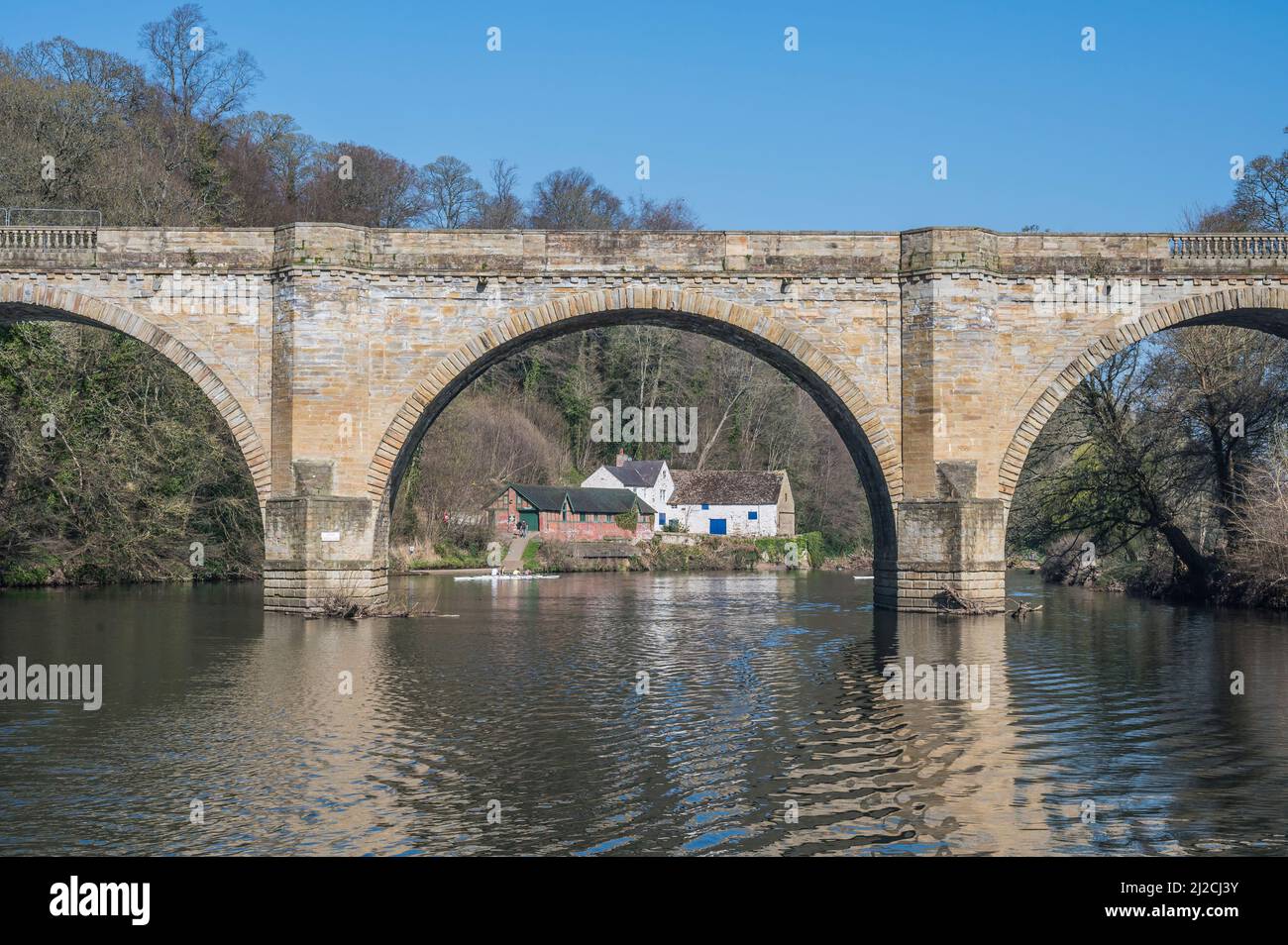 Colourful scenes on the River Wear in Durham shown here looking towards ...
