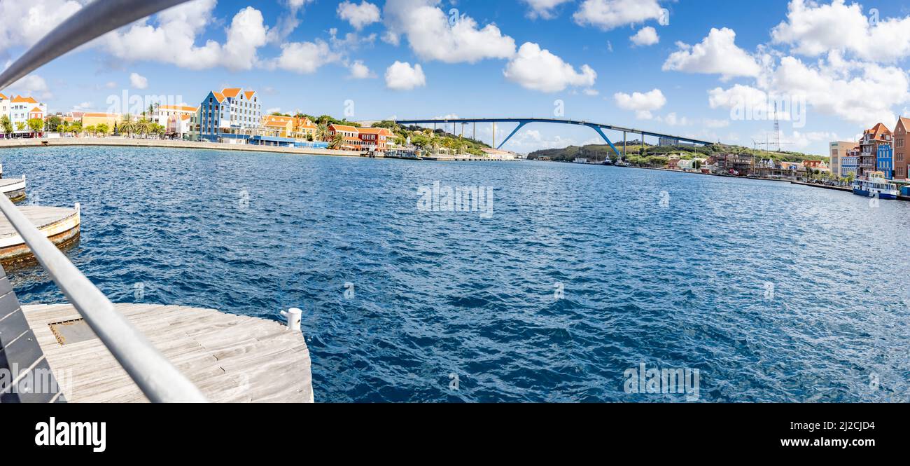 Queen-Juliana-Bridge viewed from the famous Queen-Emma-Bridge in the ...