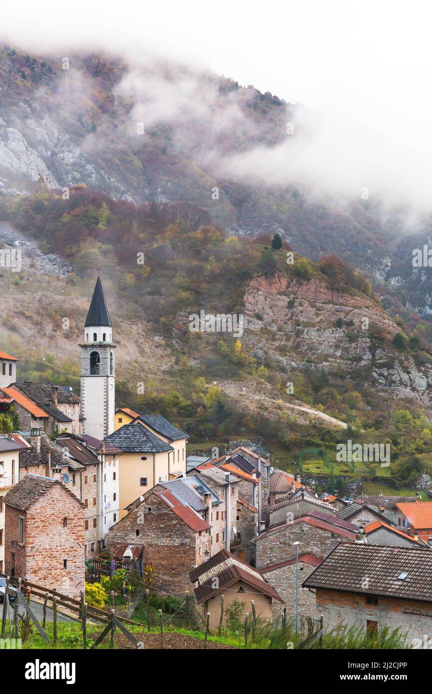 The old village Casso, province Pordenone of Belluno, Veneto, Italy ...