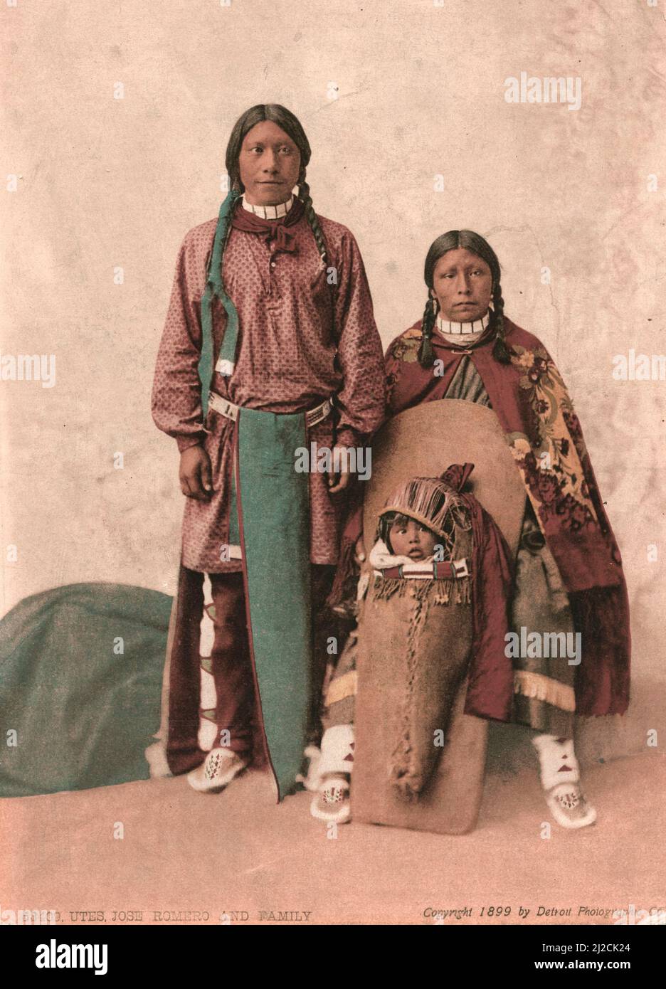 Group portrait of Jose Romero, his wife and baby, 1899. Photography by ...