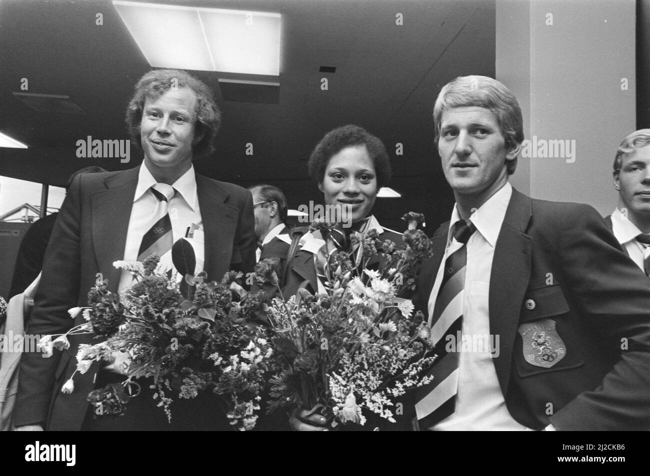 Olympic Team back from Montreal, from left to right Evert Kroon (keeper ...