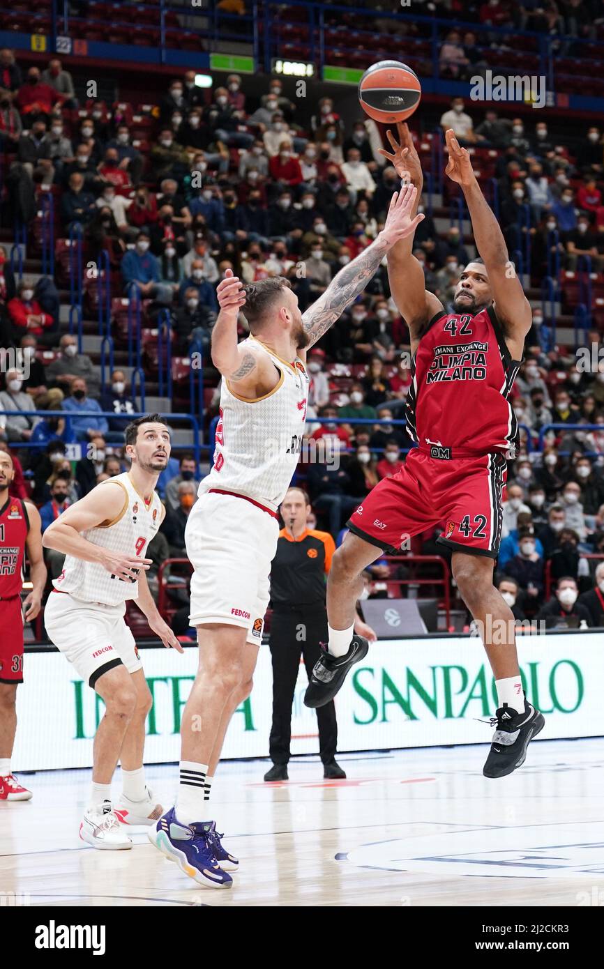 Milan, Italy. 31st Mar, 2022. Kyle Hines (AX Armani Exchange Olimpia ...
