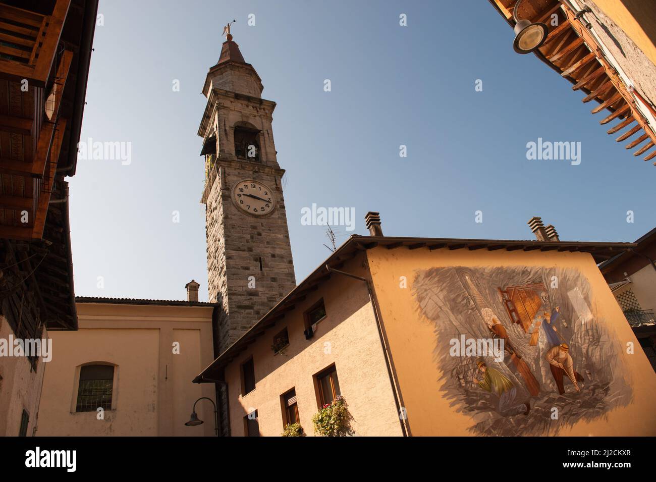 Darzo, Trento, Italy 5/25/2016: Mural remembers the history of the ...