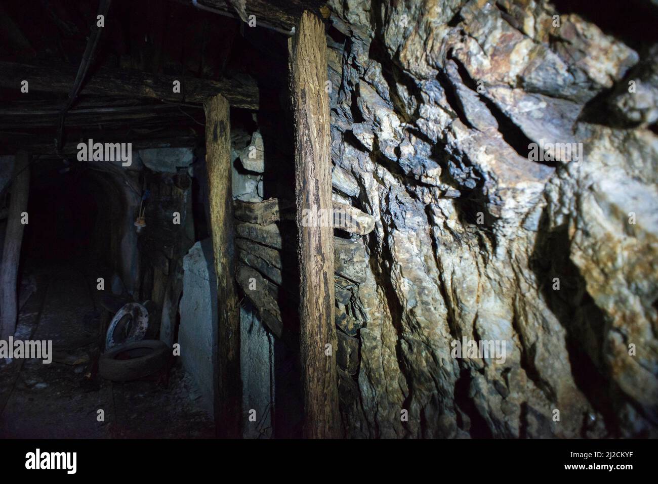 Darzo, Trento, Italy 25/05/2016: Santa Barbara gallery in the Marigole ...