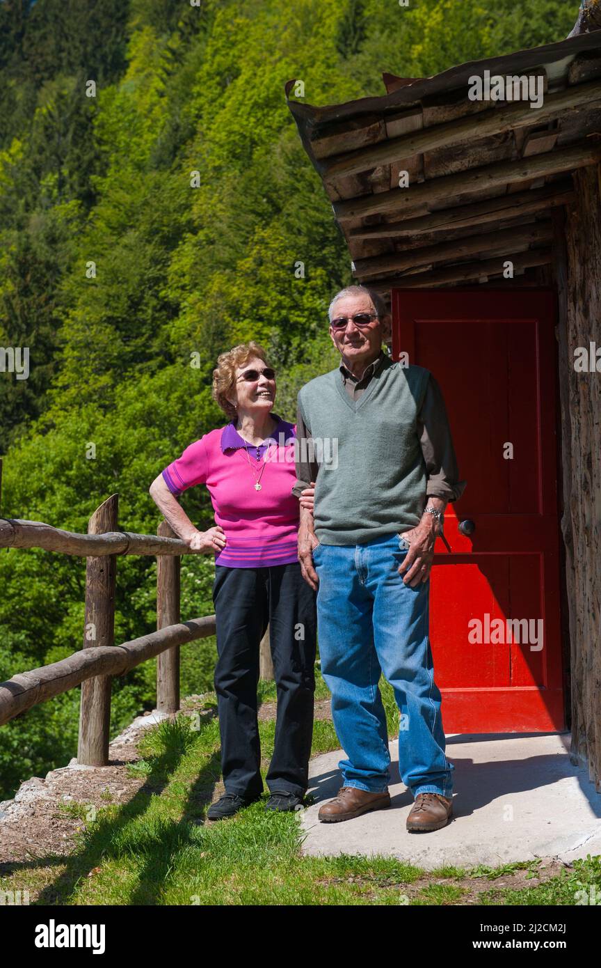 Darzo, Trento, Italy 5/25/2016: Vigilio Marini, former miner with his ...