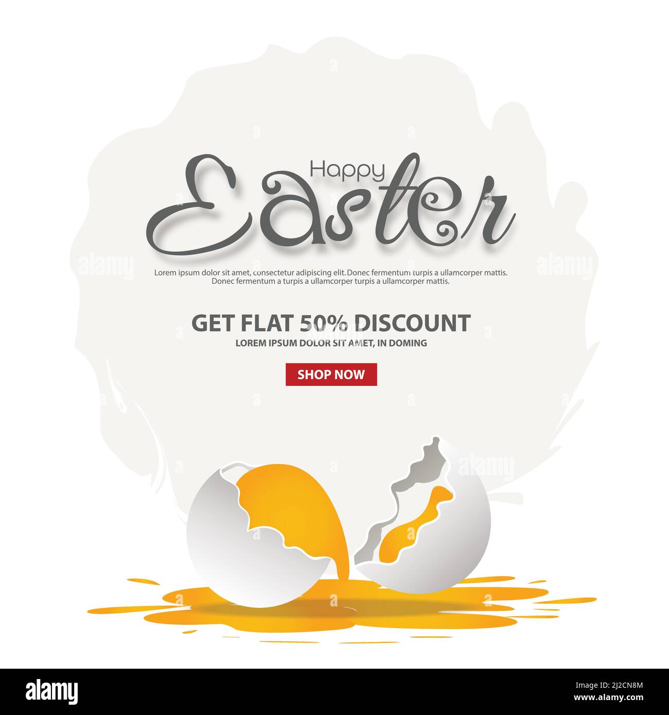 The concept of Happy Easter broken egg was isolated on a white ...