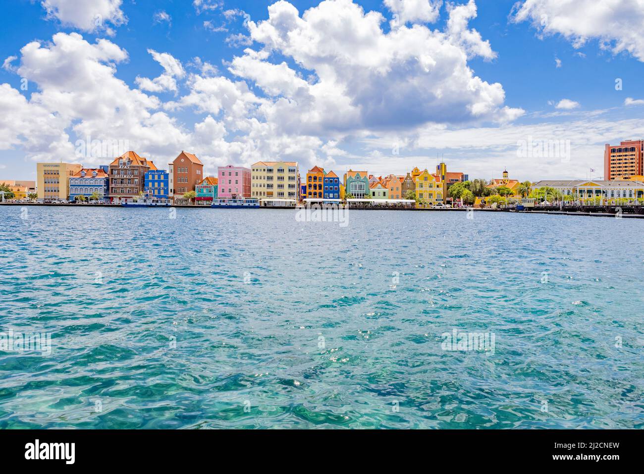 Famous colorful waterfront buildings in dutch-caribbean, colonial style ...