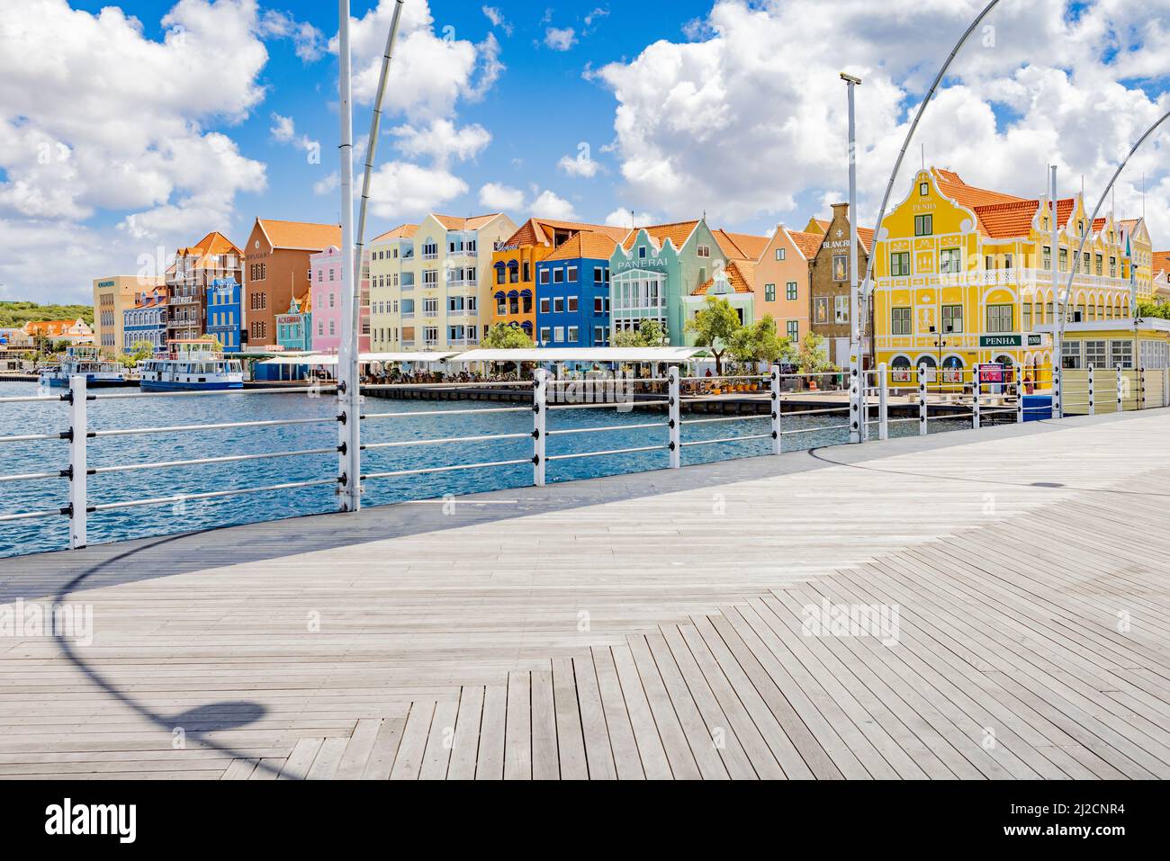 Famous colorful waterfront buildings in dutch-caribbean, colonial style ...