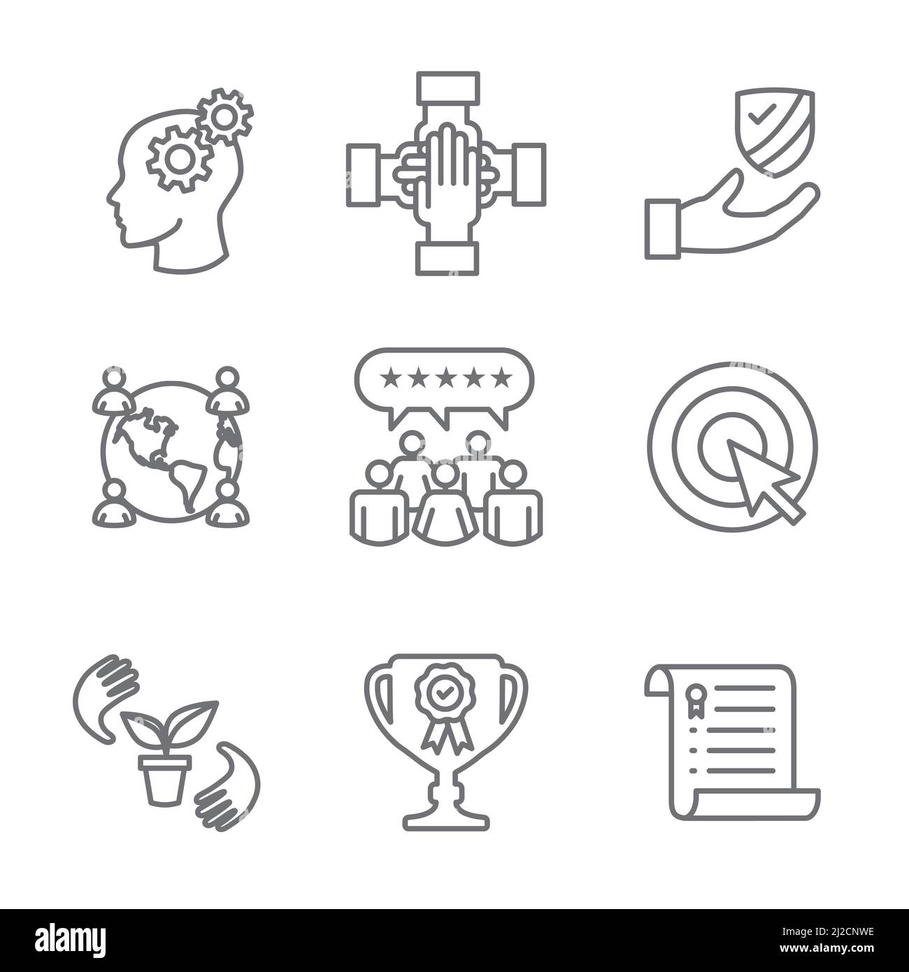 Core Values icon set with teamwork, work life balance & diversity Stock ...