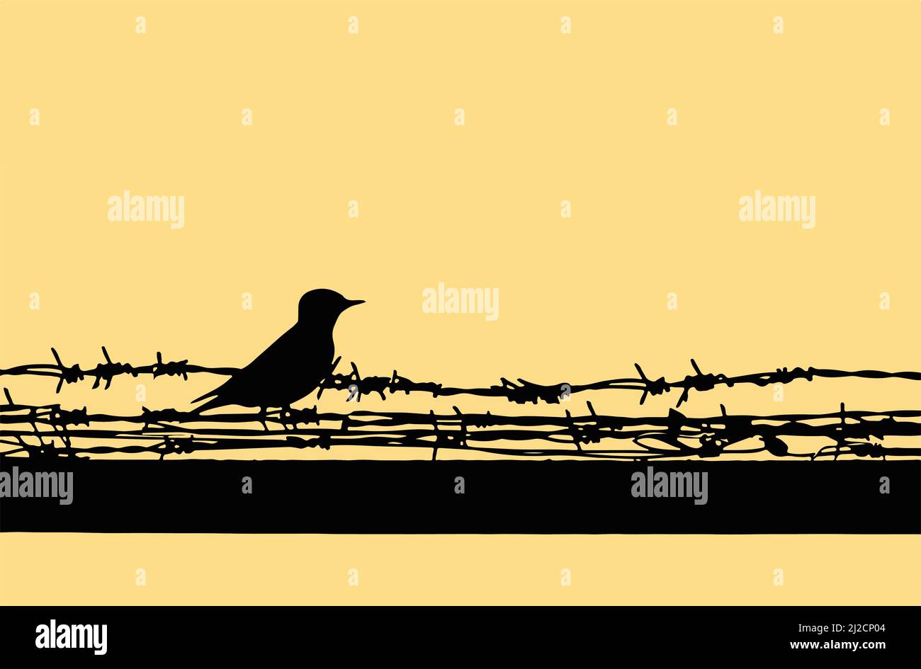 Silhouette bird barbed wire hi-res stock photography and images - Alamy