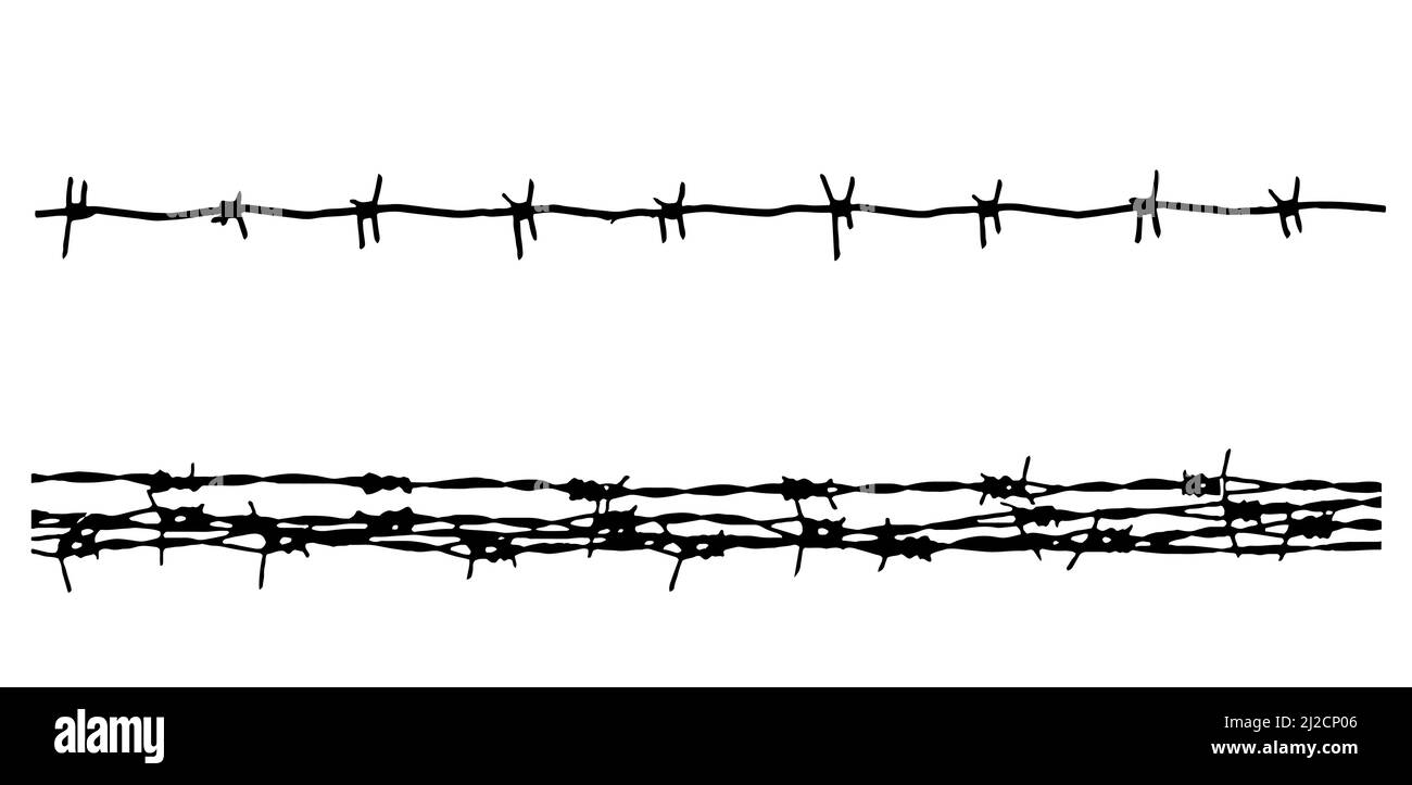 Barbed Wire Silhouette Illustration Stock Vector Images - Alamy