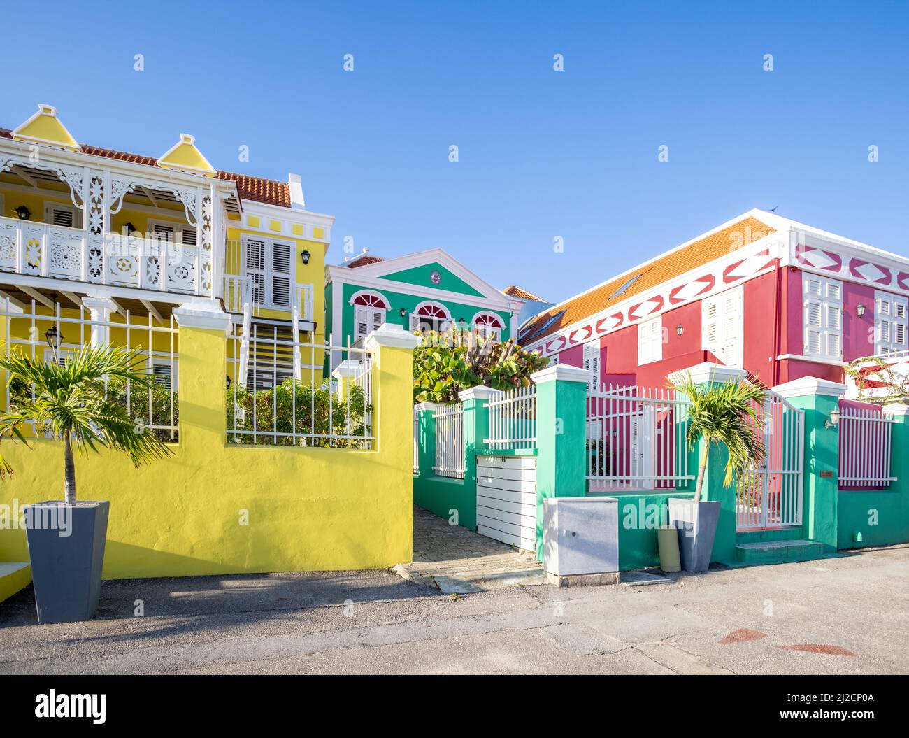 Colonial architecture with colorful facades in Willemstad, Curacao ...