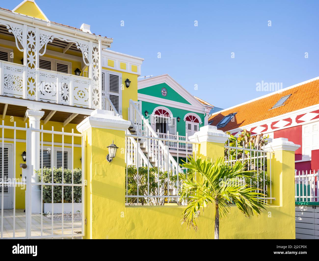 Colonial architecture with colorful facades in Willemstad, Curacao ...