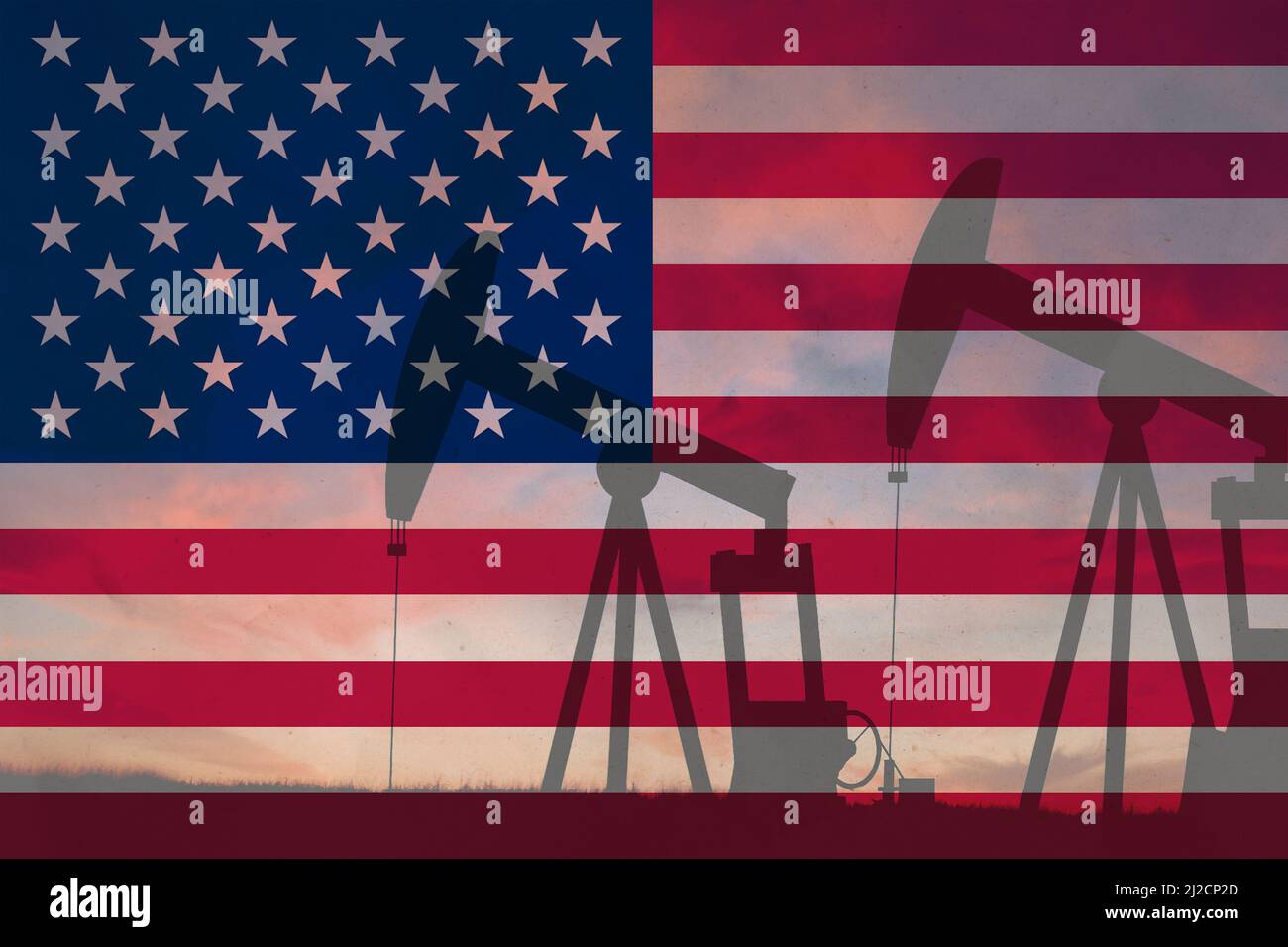 United States oil industry concept, industrial illustration. United ...