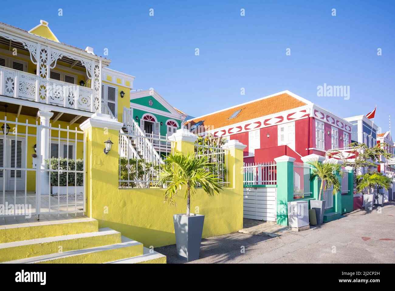 Colonial architecture with colorful facades in Willemstad, Curacao ...