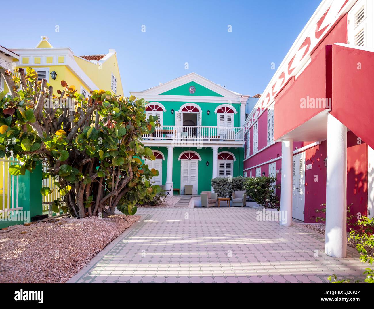 Colonial architecture with colorful facades in Willemstad, Curacao ...
