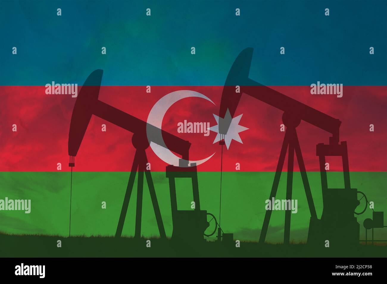 Azerbaijan oil industry concept, industrial illustration. Azerbaijan ...