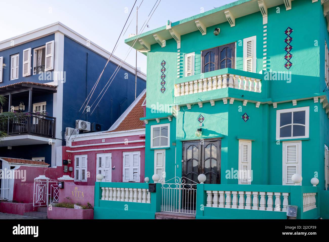 Colonial architecture with colorful facades in Willemstad, Curacao ...
