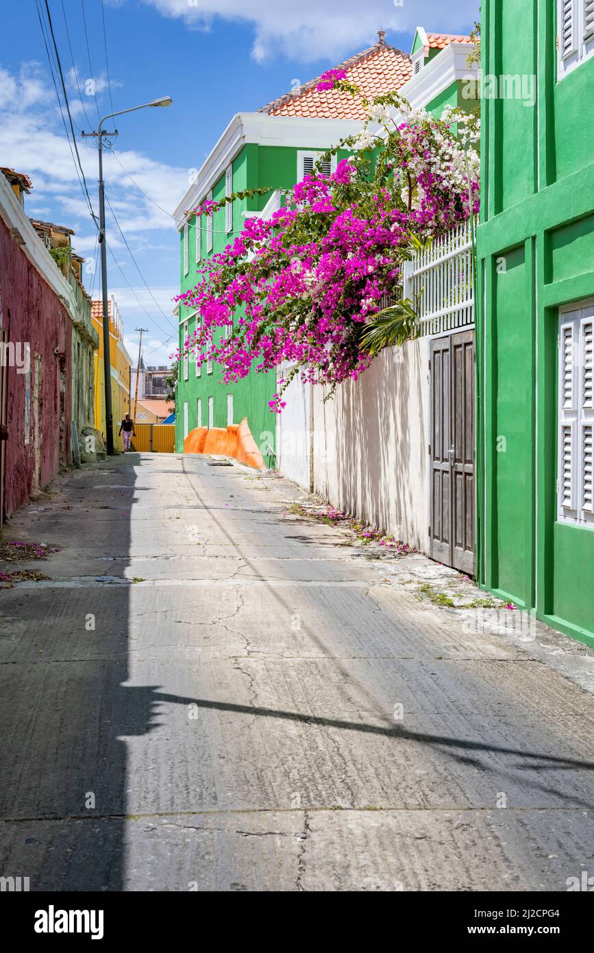 Sunny day in Willemstad, Curacao - walking through alleys with colorful ...