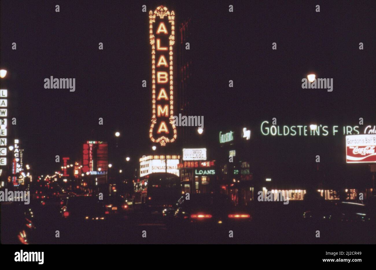 Night time street scene ca. 1972 Stock Photo - Alamy