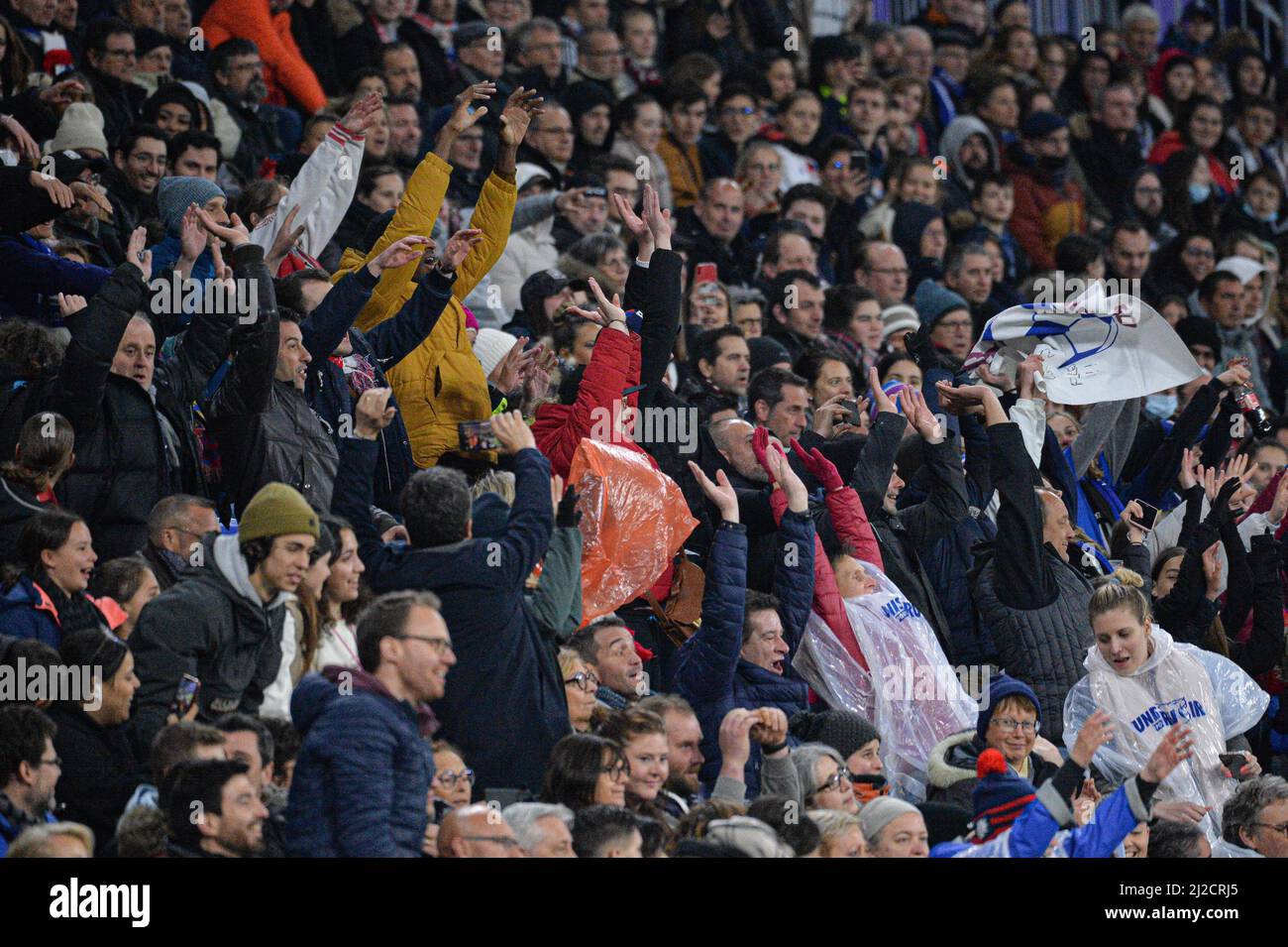 Lyon fans during the UEFA Womens Champions League quarter-final second ...