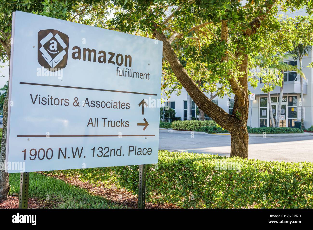 Miami Florida MIA 5 Amazon Fulfillment Sort Center centre entrance sign ...