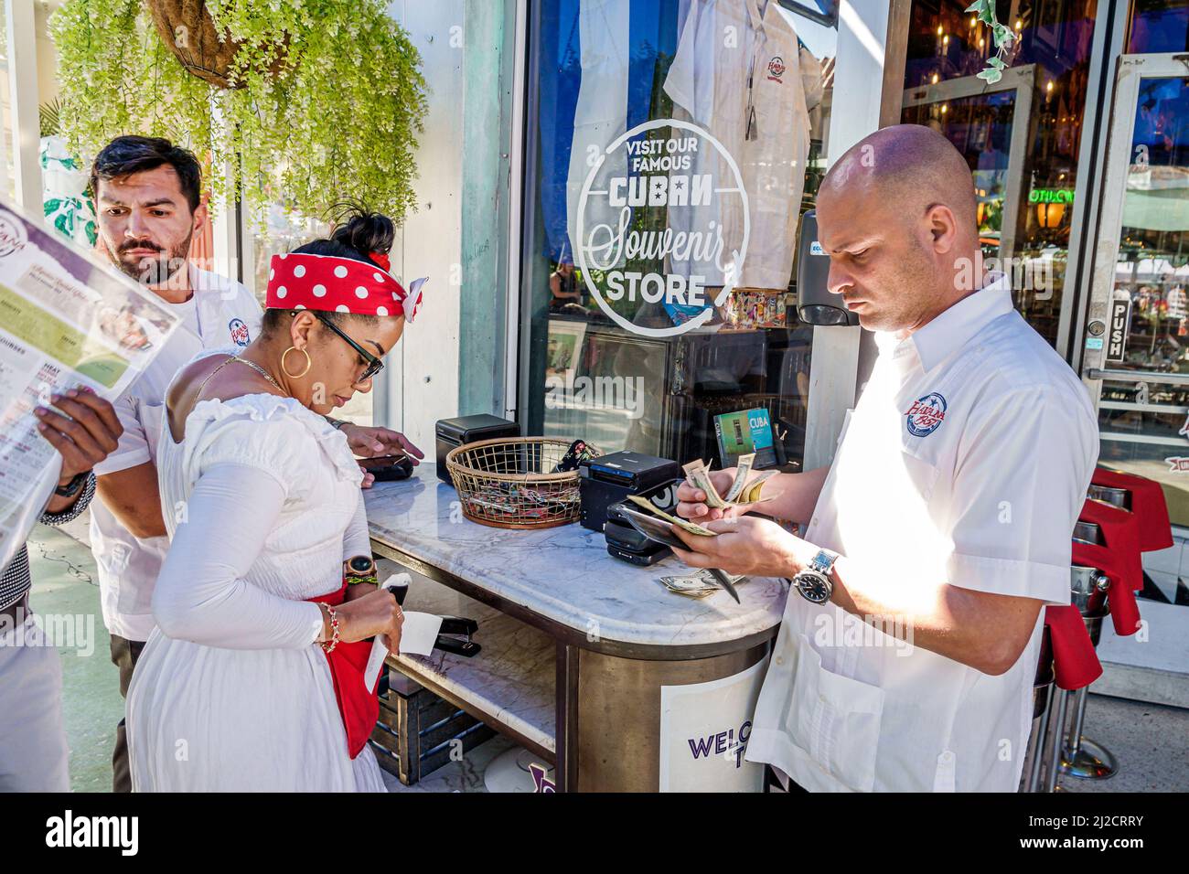 Waitress server worker woman female employee dining food cuban cuisine ...