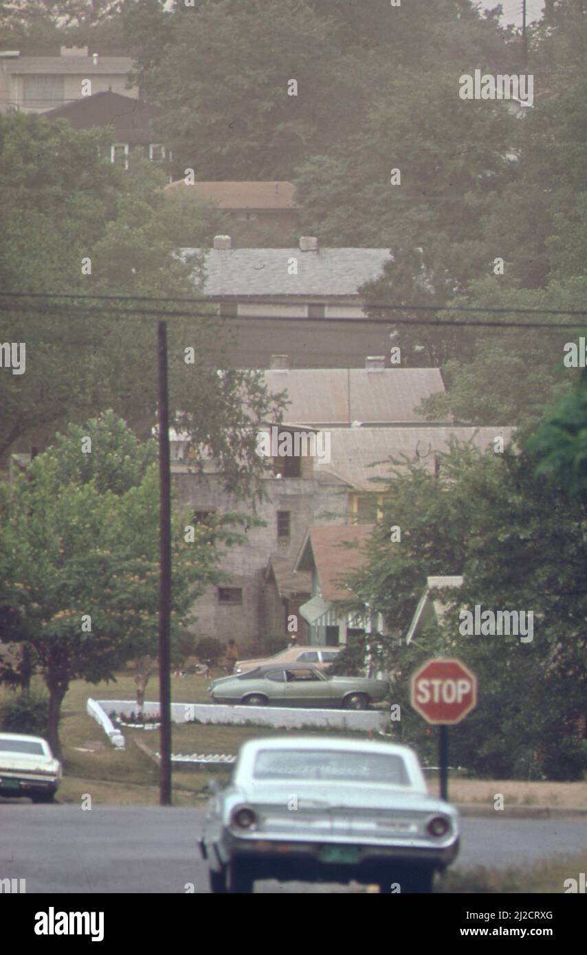 Residential street near steel plant. Air pollution in this neighborhood ...