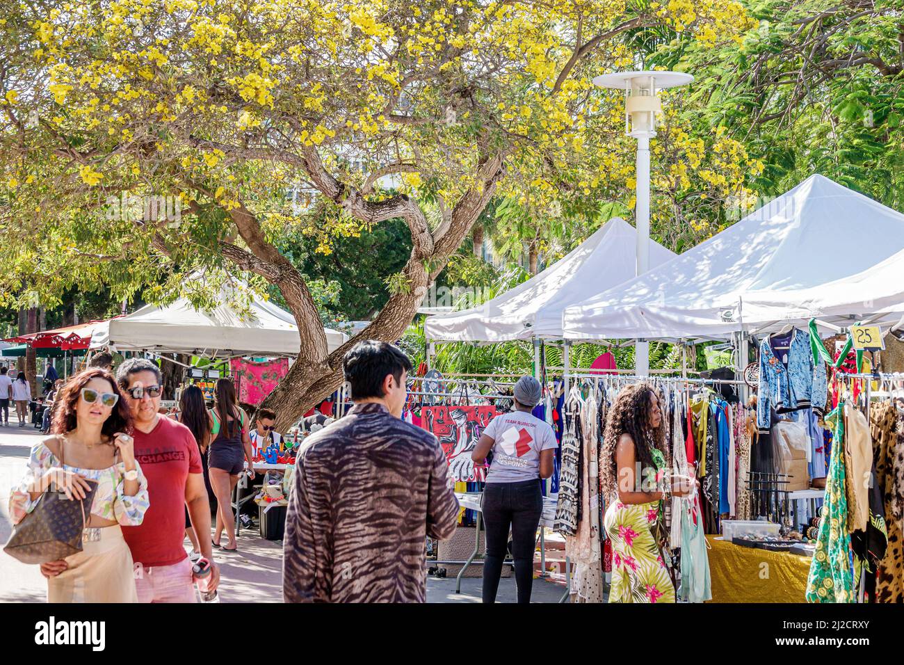 Miami Beach Florida Lincoln Road Pedestrian Mall shopping shoppers ...