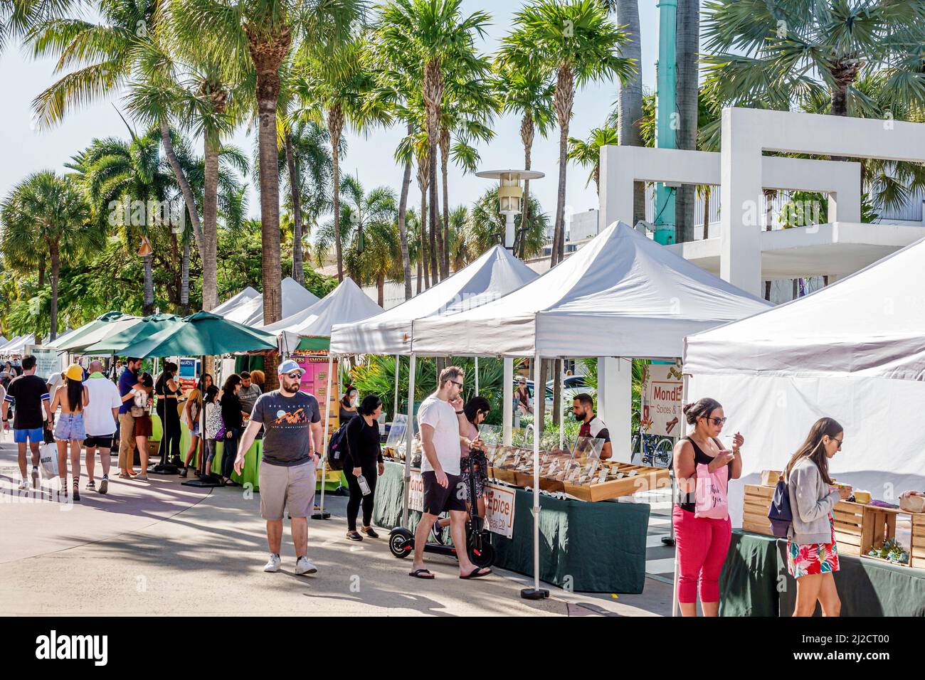 Miami Beach Florida Lincoln Road Pedestrian Mall shopping shoppers ...