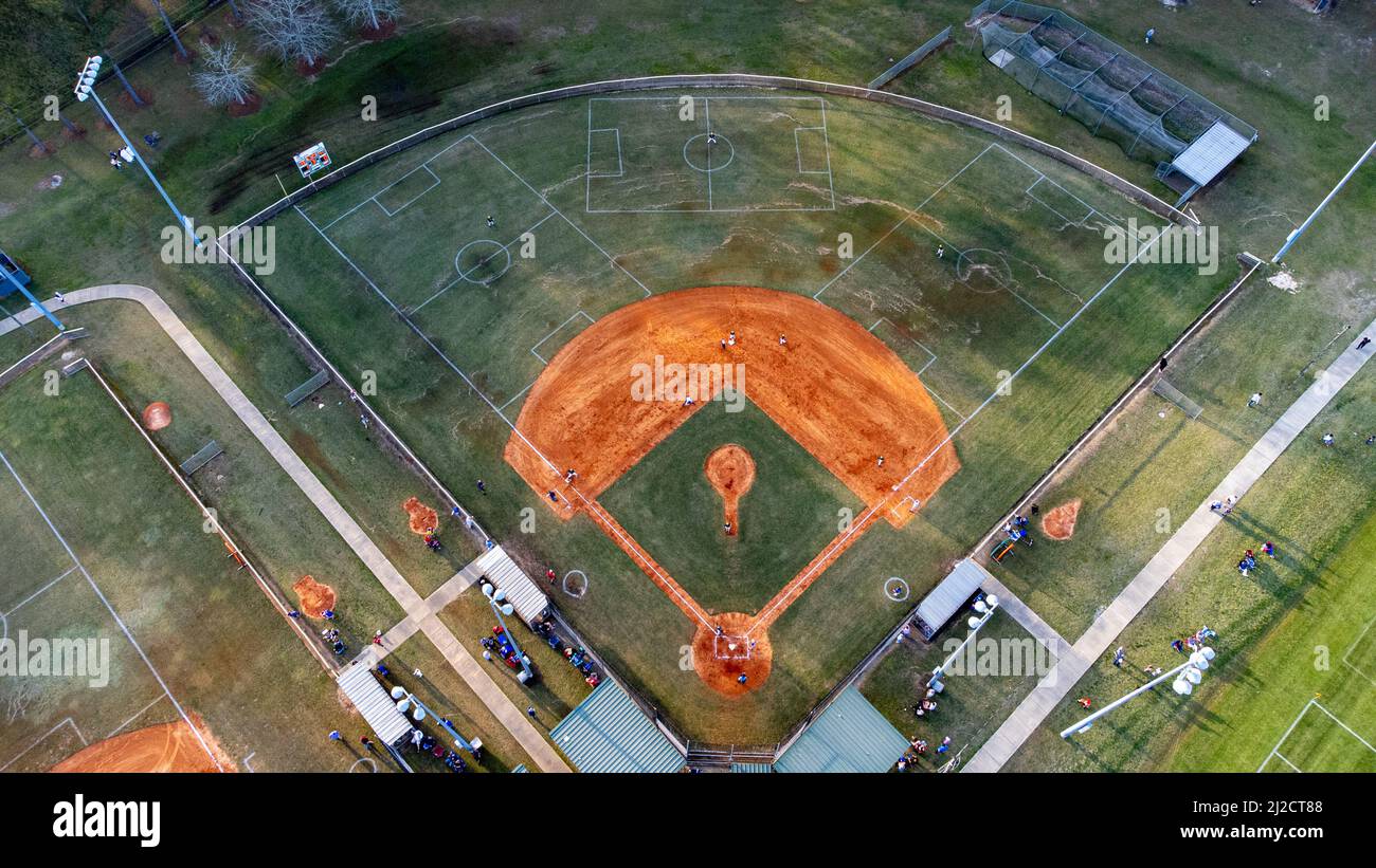 An aerial shot of baseball and soccer fields Stock Photo - Alamy