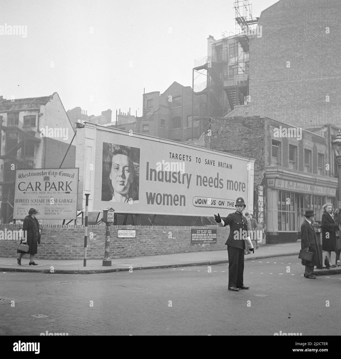 Billboard with a call for more women in the industry ca: 1947 Stock ...