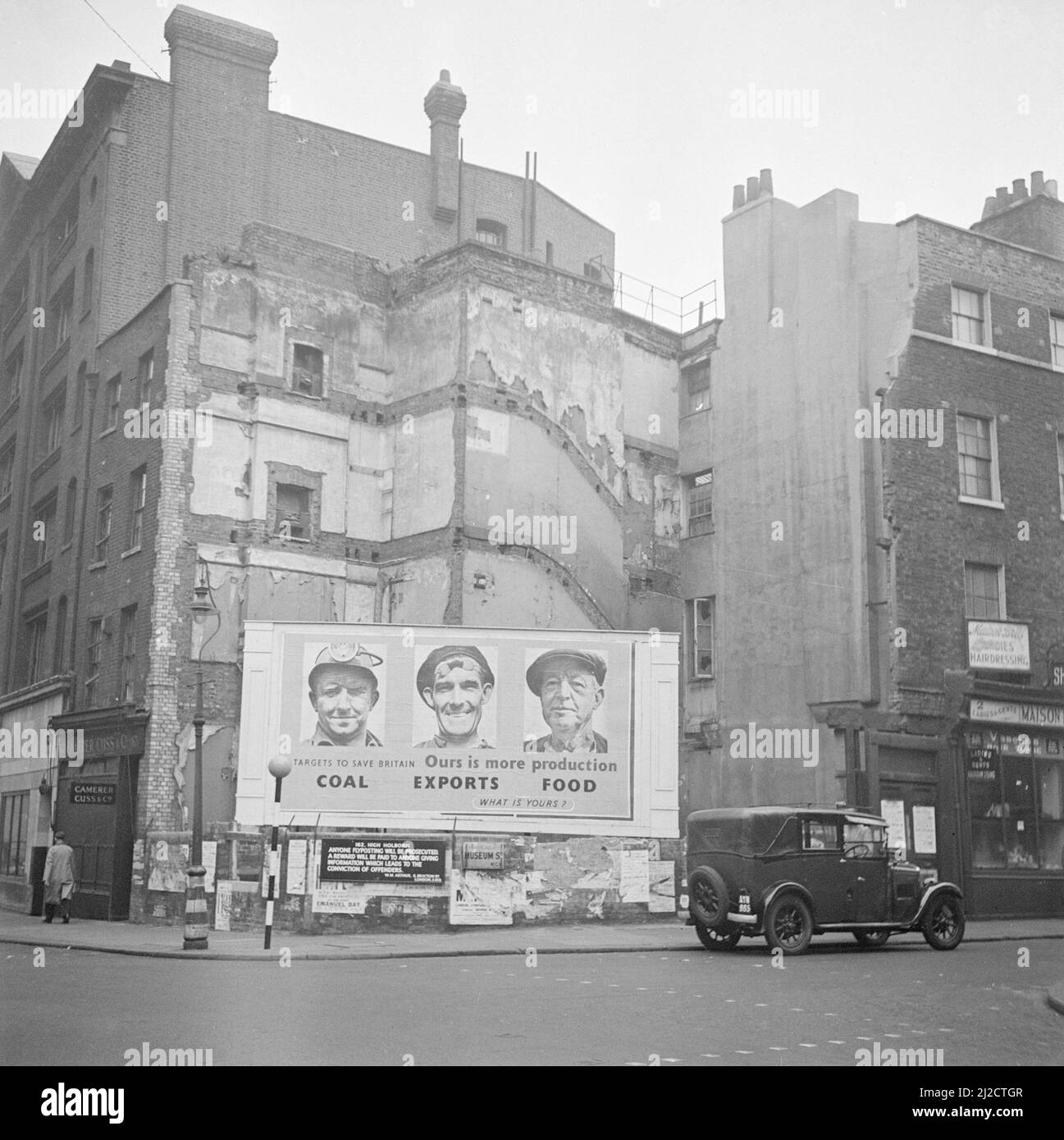 Billboard with a call for more coal production ca: 1947 Stock Photo - Alamy
