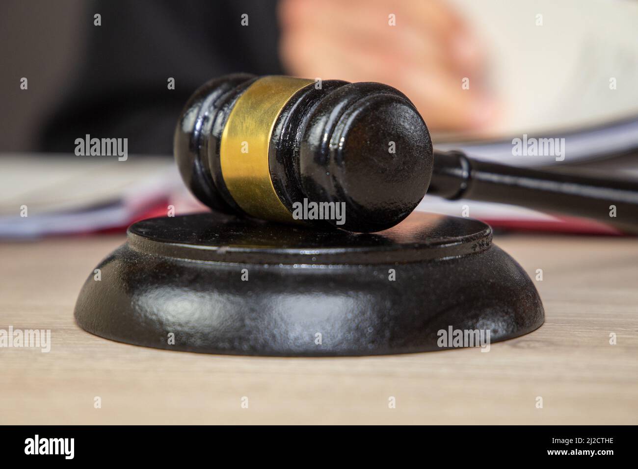 Close up of judge's gavel as symbol image for judgment Stock Photo - Alamy