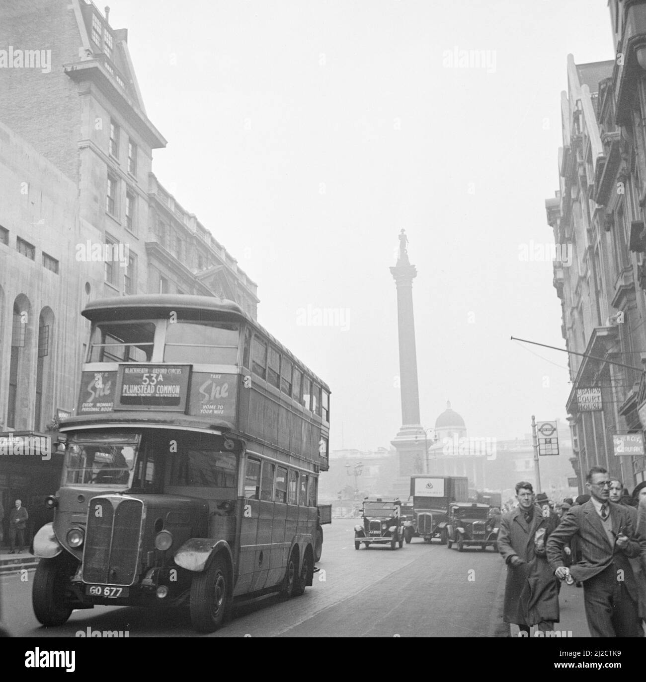 Trafalgar Square seen from Whitehall ca: 1947 Stock Photo - Alamy